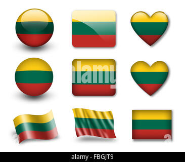 Lithuania flag icon set. Lithuanian pennant in official colors and ...