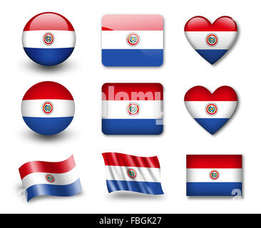 Paraguay circle button icon. Paraguayan round badge flag with shadow ...