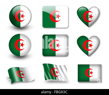 Algeria flag icon set. Algerian pennant in official colors and ...