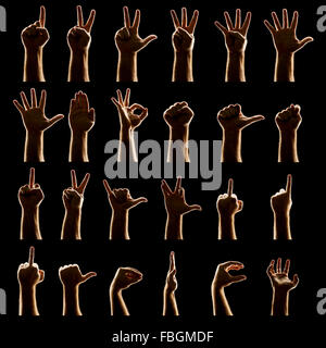 Hand gestures set. Finger pointing, showing, touching aside and forward ...