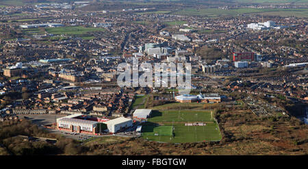 aerial view of Barnsley FC football ground Oakwell Stadium, South ...