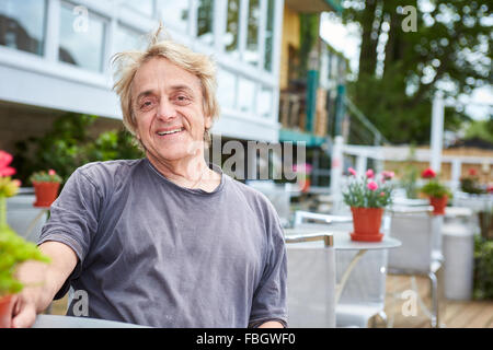 Artist Orde Levinson pictured on the pontoon outside Folly Bridge House ...