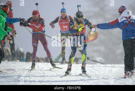 RUHPOLDING, GERMANY - JANUARY 16: Team USA and a Germany Flag at the ...