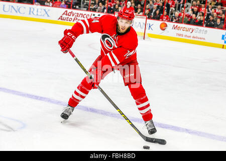Carolina Hurricanes defenseman Jaccob Slavin lines up for a face-off ...