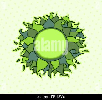 Pretty Circle Border Frame With Green Leaf Decoration Stock Vector ...
