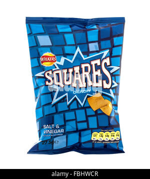 Packet of Walkers Squares Crisps, Walkers is a British food company ...