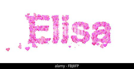 Elisa female name set with hearts type design Stock Photo - Alamy