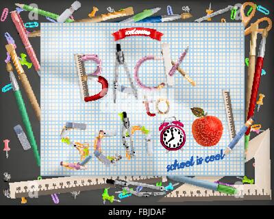 Back to school blank template clipart. School educational elements in ...