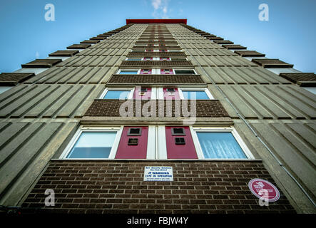 tower block of divis flats with british army base on roof falls road ...