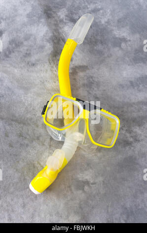 Yellow diving equipment, mask snorkel and flippers isolated on ...