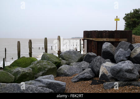Rock armour sea wall and beach at Hornsea East Yorkshire UK Stock Photo ...