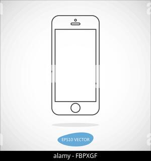 Mobile phone icon vector, line art outline style of smartphone symbol ...