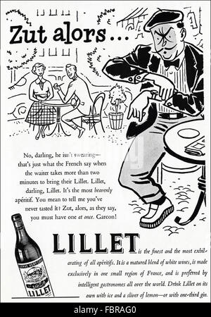 1950s UK Lillet Magazine Advert Stock Photo - Alamy
