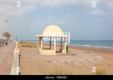 Corniche and a pavilion at the beach in Seeb. Muscat, Oman, Middle East ...
