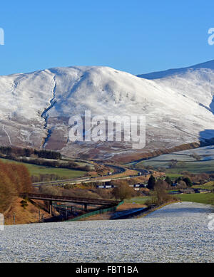 M6 Motorway, West Coast Main Line and River Lune. Lune Gorge, Cumbria ...