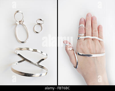 Silver Splints on the wearers hand Stock Photo - Alamy