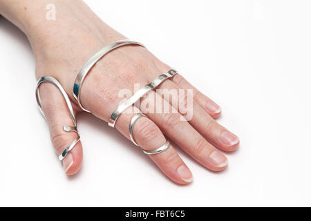 Silver Splints loose and on the wearers hand Stock Photo - Alamy