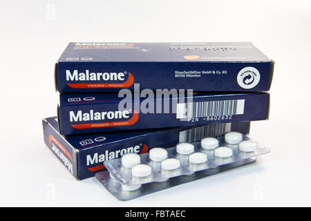 Malarone malaria tablets Stock Photo - Alamy