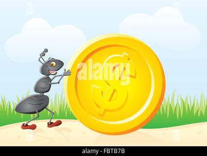 Ant and coin Stock Photo - Alamy