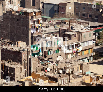 Unfinished buildings in downtown Cairo with trash on all roofs Stock ...