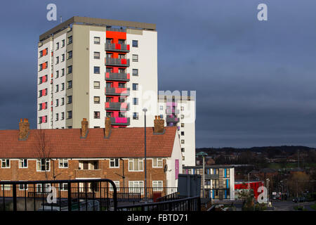 Council estate regeneration underway in Leeds. Old high rise council ...
