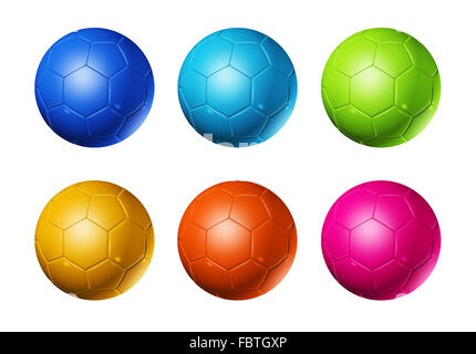 colored 3D soccer balls isolated on white - world football cup 2010 ...