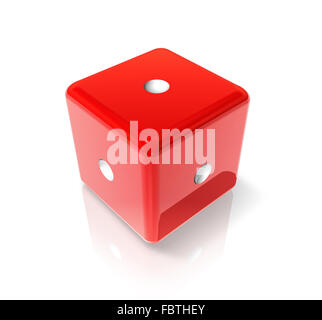 One red game dice isolated on white Stock Photo - Alamy