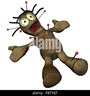 voodoo doll with needles, 3D rendering isolated on white background ...
