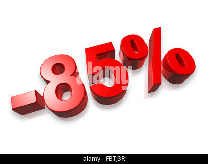 Eighty-five percent sign on a black background with golden borders and ...