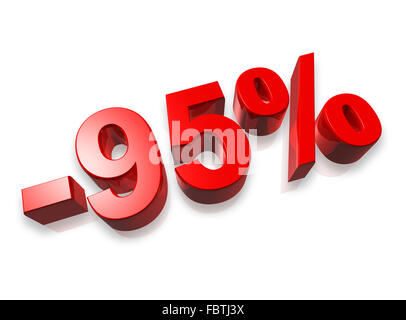 Ninety-five percent sign on a black background with golden borders and ...