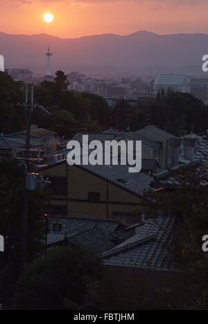 Overview on Kyoto city in Japan with landmarks, tempels, and shrines ...