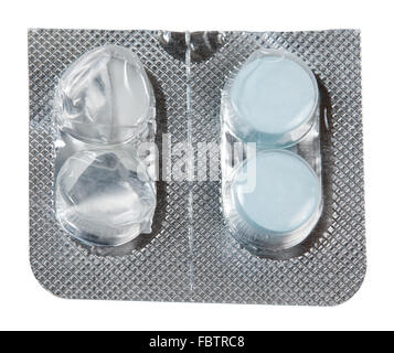 Foil packaging for tablets with two blue and two empty packets Stock ...