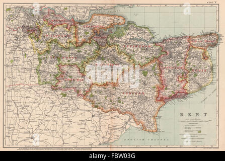 KENT. Showing Parliamentary divisions, boroughs & parks. BACON 1934 old ...