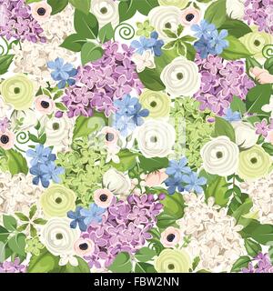 Seamless decorative pattern with blue various butterflies on background ...
