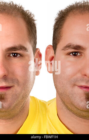 We all have two sides. Studio shot of an attractive young woman ...
