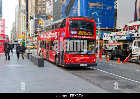 USA New York Tour Bus on Broadway and Times Square New York City NYC ...