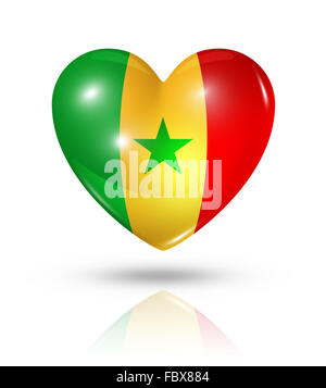 Love Senegal symbol. 3D heart flag icon isolated on white with clipping ...