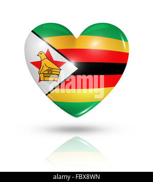 Zimbabwe flag heart button 3d illustration isolated with clipping path ...