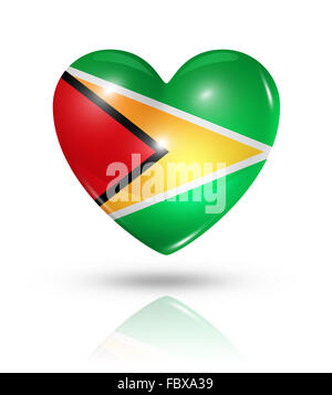 Love Guyana symbol. Flag Heart Glossy icon on a white background Stock Photo - Alamy