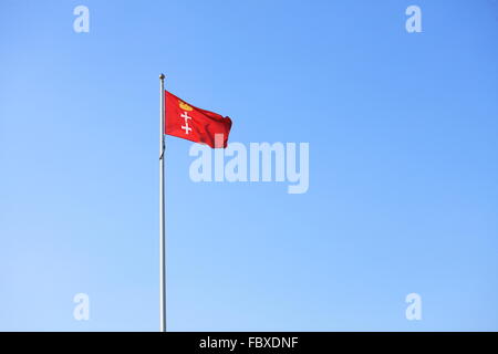 Flag city of Gdansk Danzig in the sky background Poland Europe Stock ...