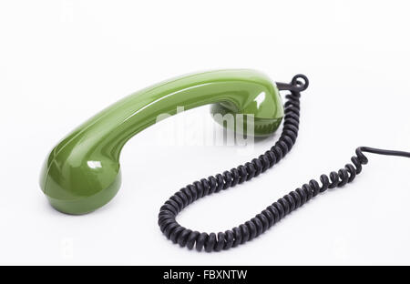 Green retro phone receiver Stock Photo - Alamy