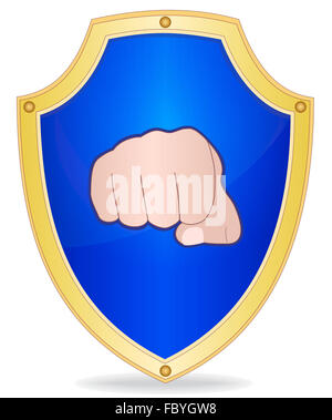 shield with fist Stock Photo - Alamy