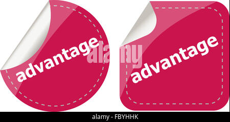 advantage word stickers set, icon button Stock Photo - Alamy