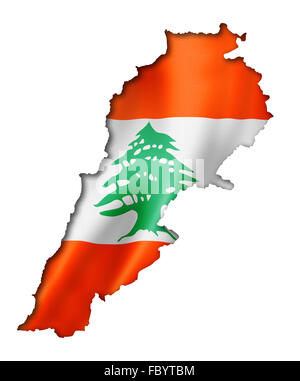 Outline map of Lebanon with the national flag superimposed over the ...