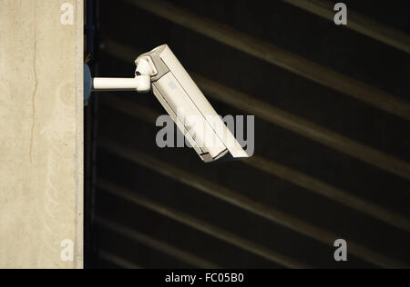 Overhead security camera in heavily guarded industrial area Stock Photo ...