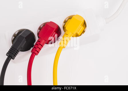 Multi plug and electrical power cables Stock Photo - Alamy
