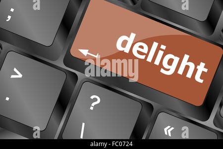 delight button on computer pc keyboard key Stock Photo - Alamy