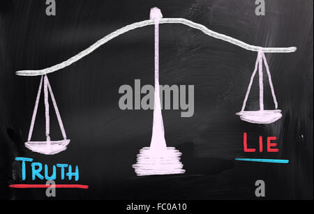 Truth and Lie Justice Scale Concept isolated on white background Stock ...