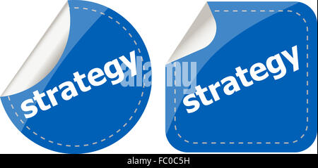strategy word on stickers button set, label Stock Photo - Alamy