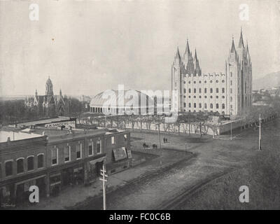 'The Assembly Hall, Tabernacle and Mormon Temple', Salt Lake City, USA ...